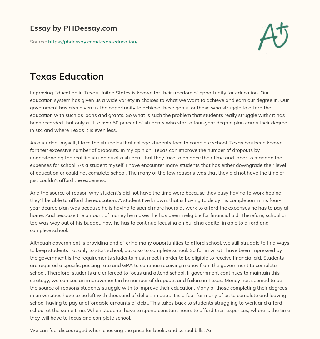 Texas Education - PHDessay.com