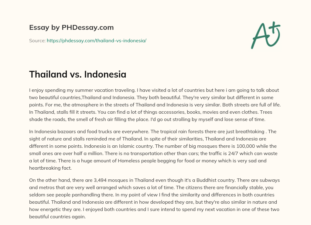 Thailand vs. Indonesia (300 Words) - PHDessay.com