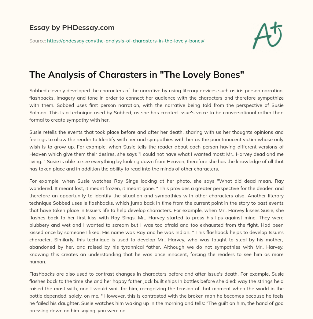 The Analysis Of Charasters In "The Lovely Bones" Character Analysis ...