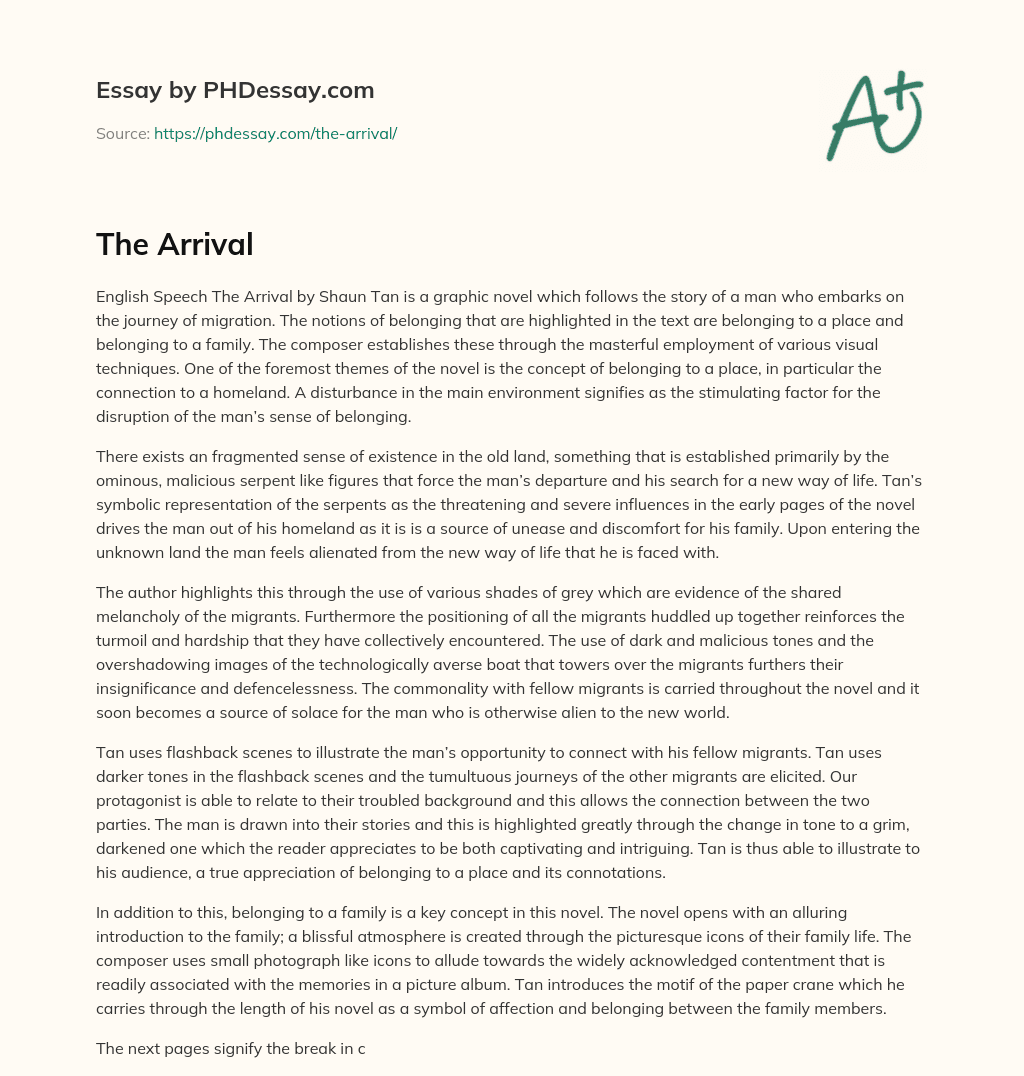 The Arrival - PHDessay.com