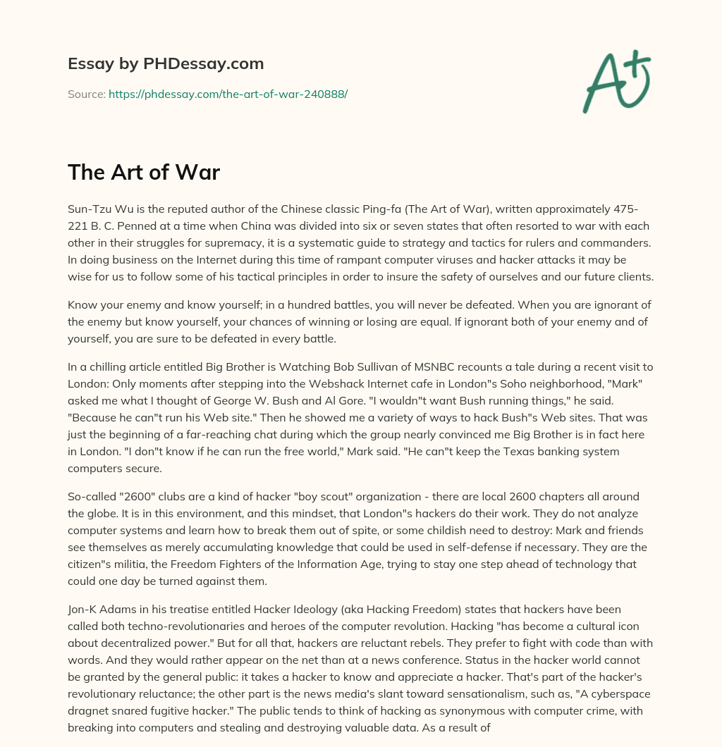 The Art of War - PHDessay.com