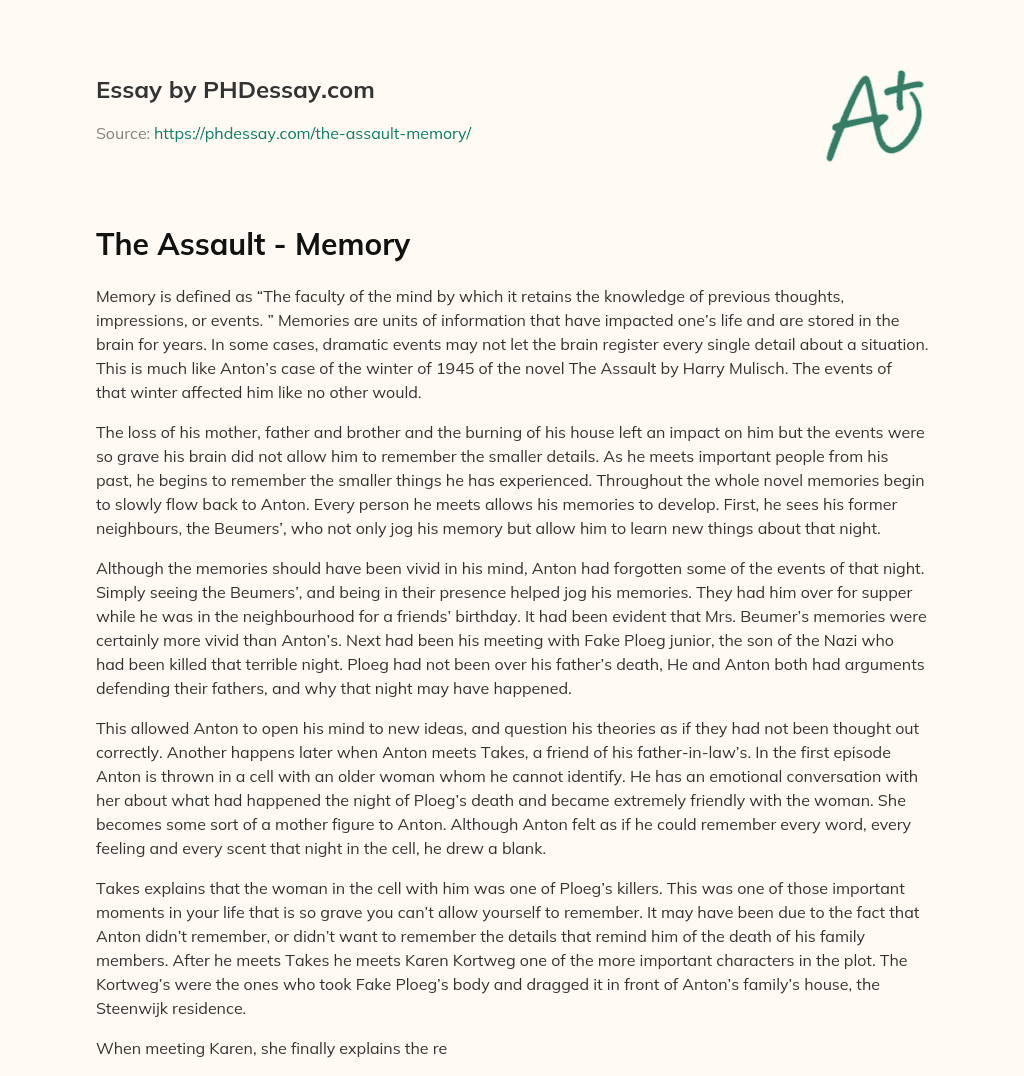 The Assault - Memory - PHDessay.com