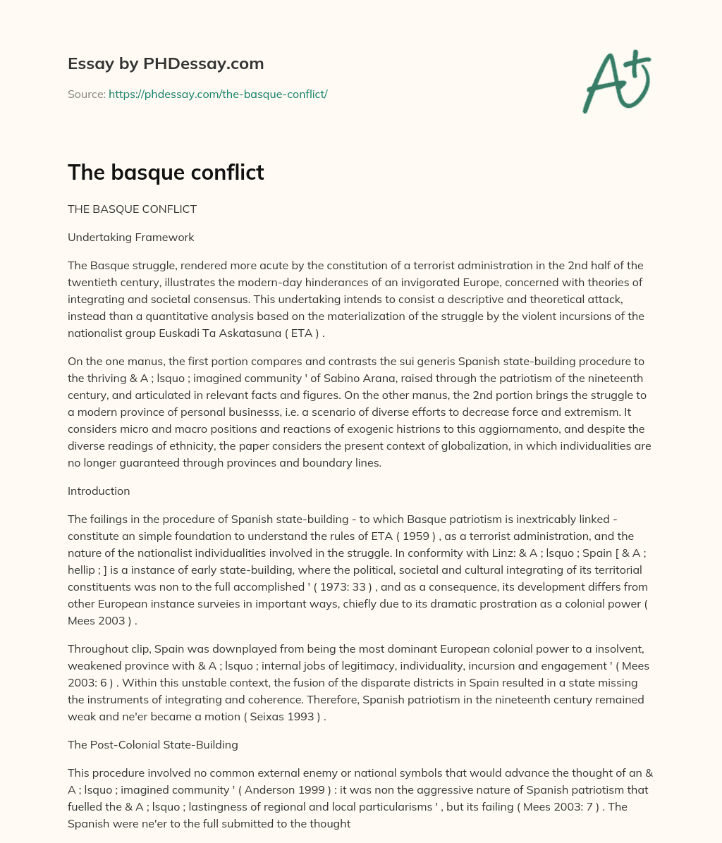 The basque conflict - PHDessay.com