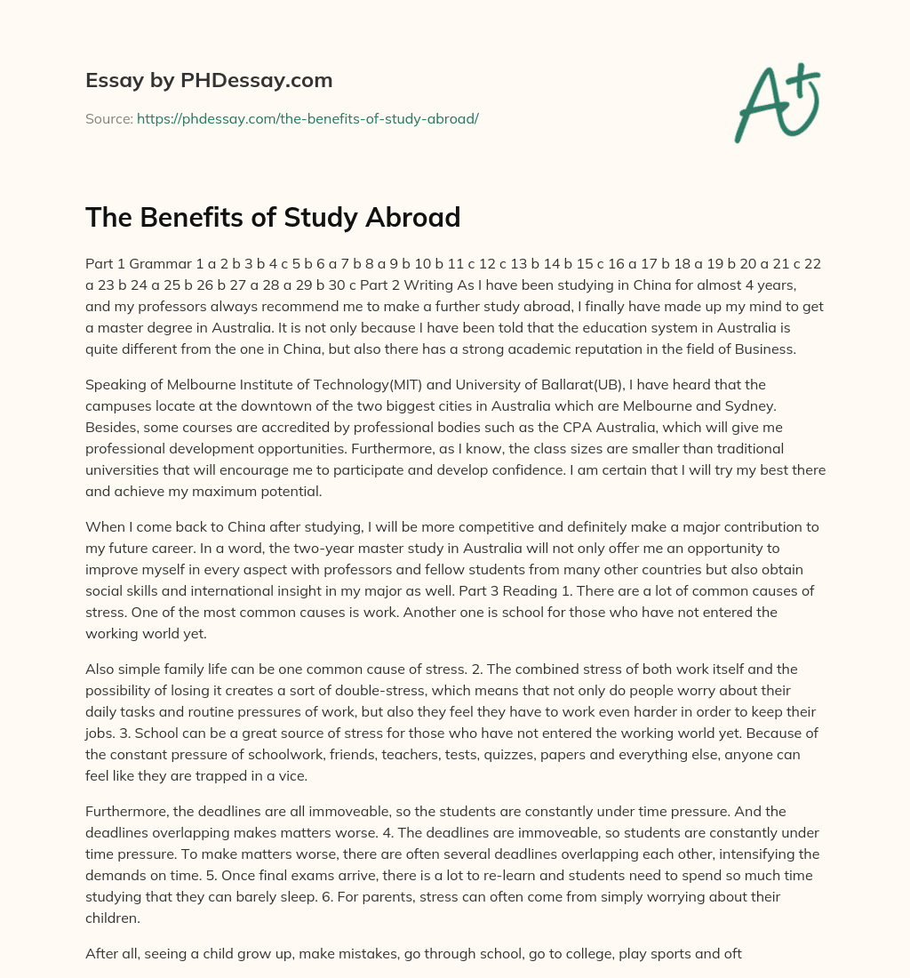 The Benefits of Study Abroad - PHDessay.com