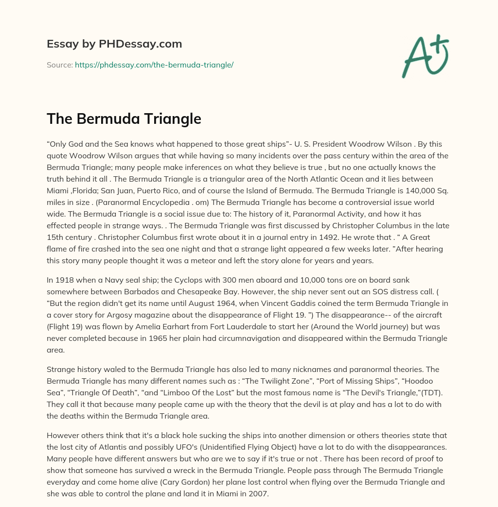The Bermuda Triangle - PHDessay.com