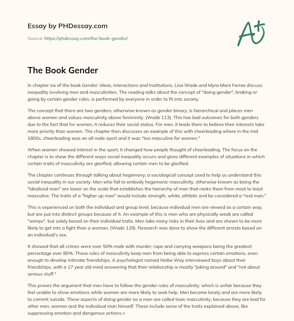 The Book Gender - PHDessay.com