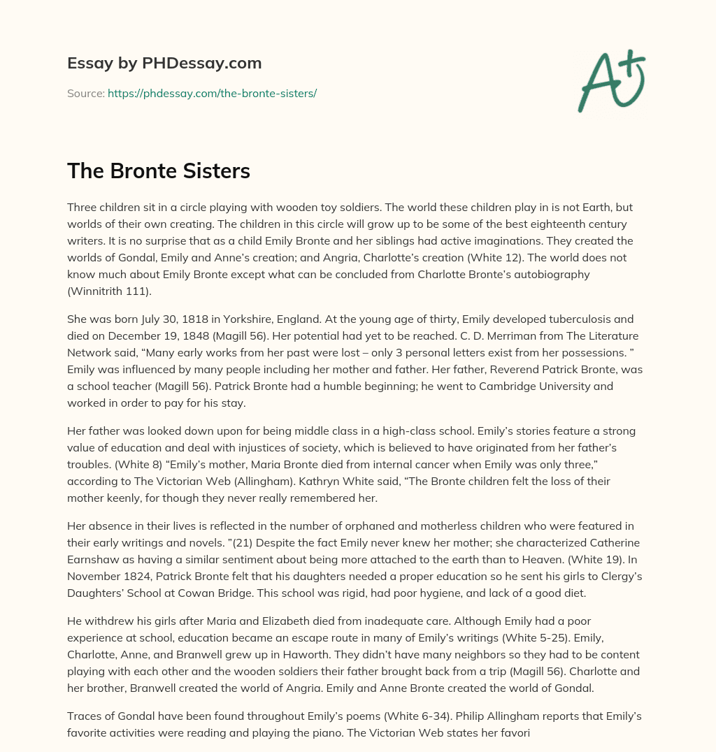 The Bronte Sisters - PHDessay.com
