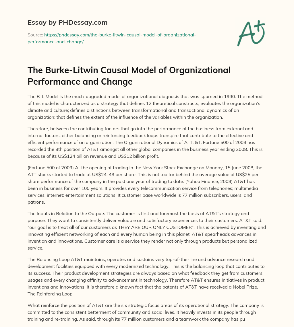 The Burke-Litwin Causal Model of Organizational Performance and Change ...