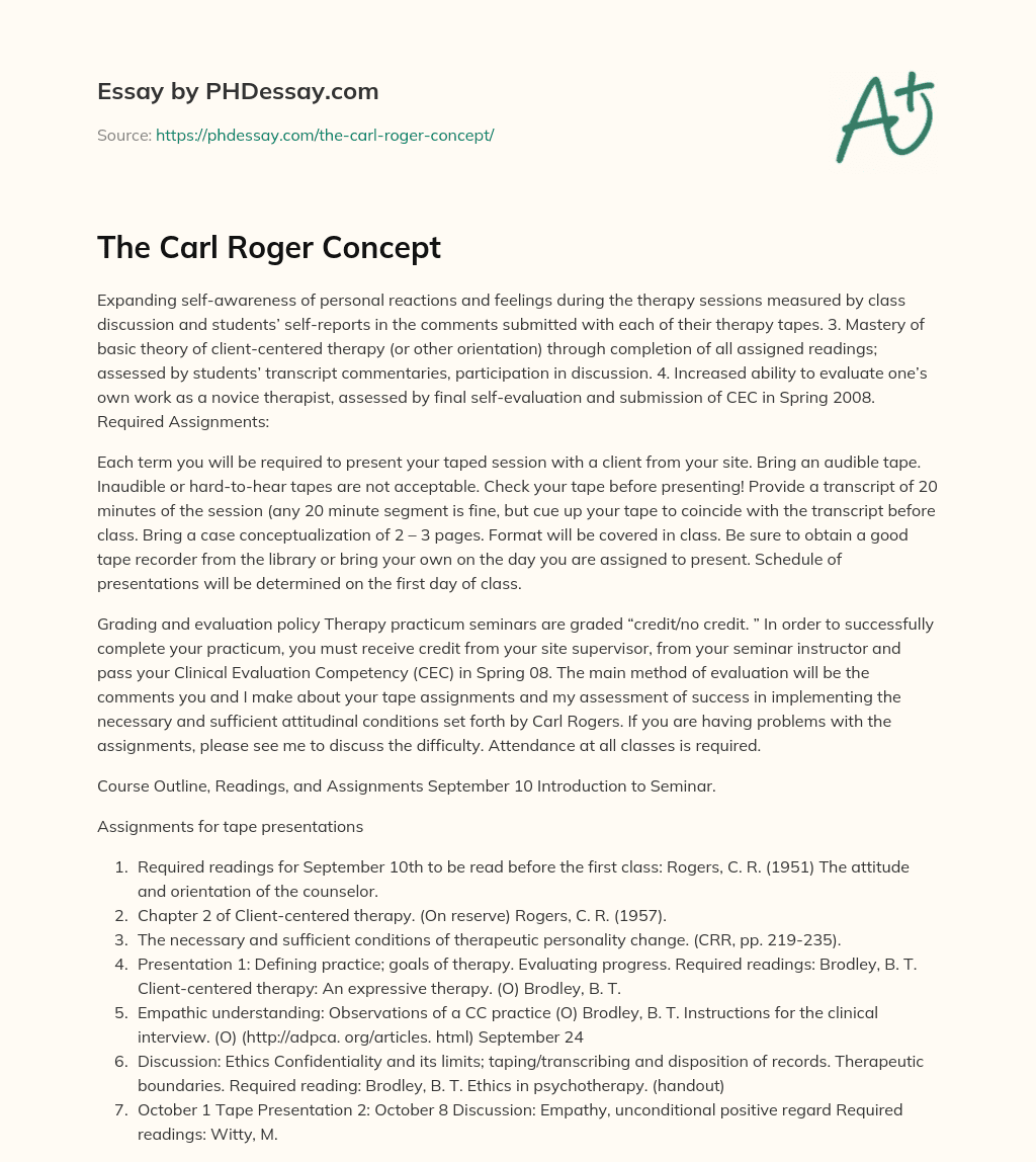 The Carl Roger Concept - PHDessay.com