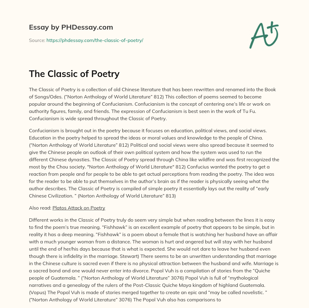 The Classic of Poetry - PHDessay.com