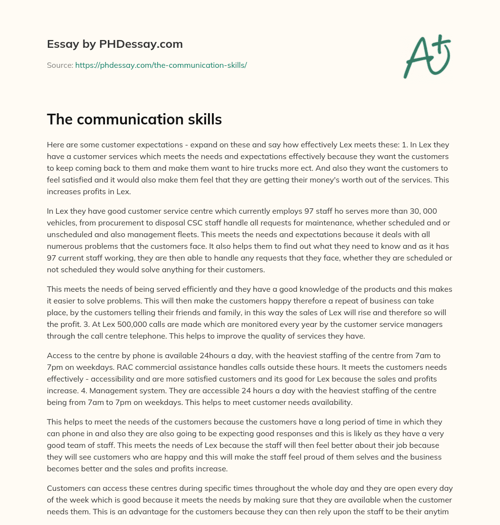 The communication skills - PHDessay.com
