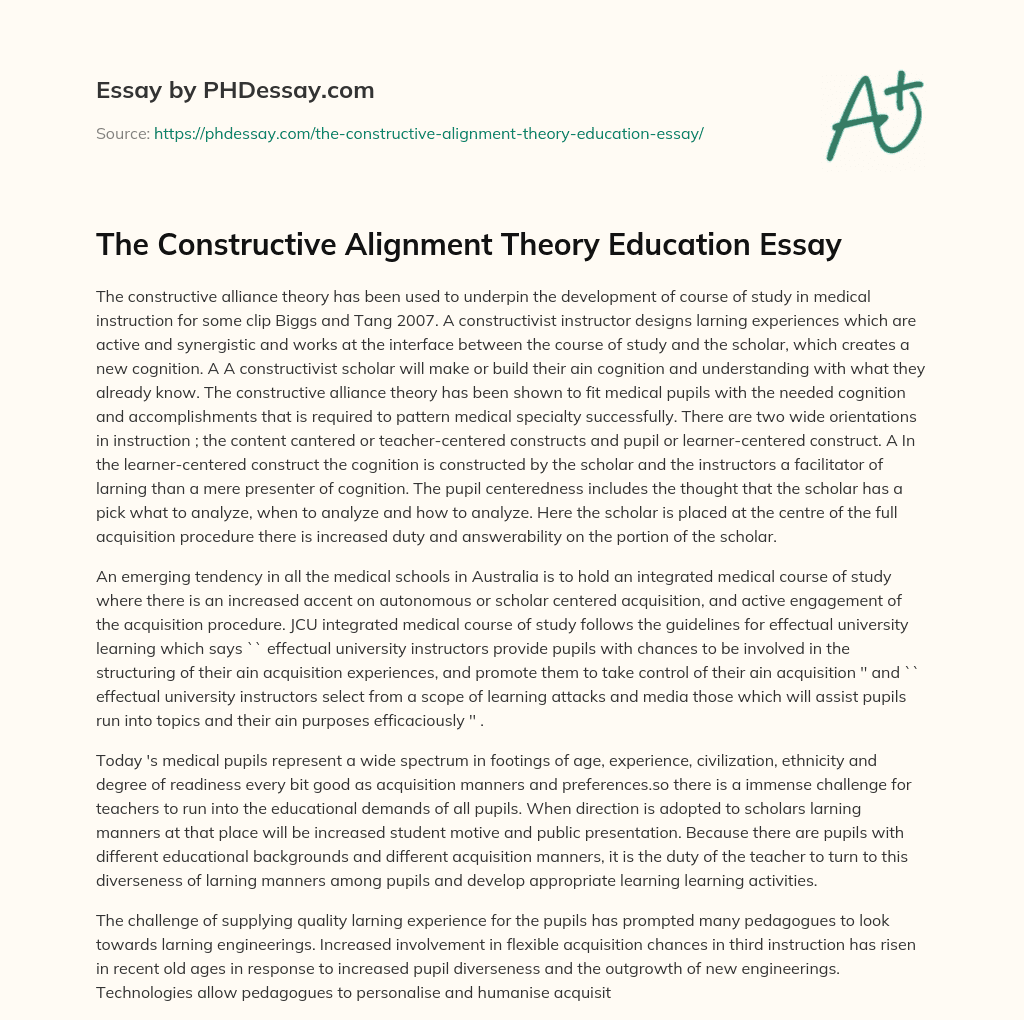 The Constructive Alignment Theory Education Essay - PHDessay.com