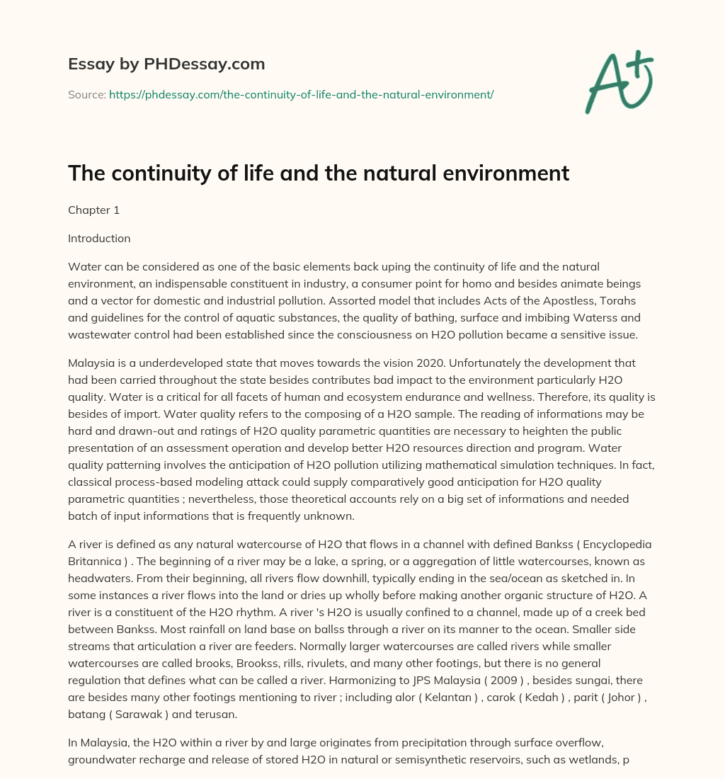 The continuity of life and the natural environment - PHDessay.com