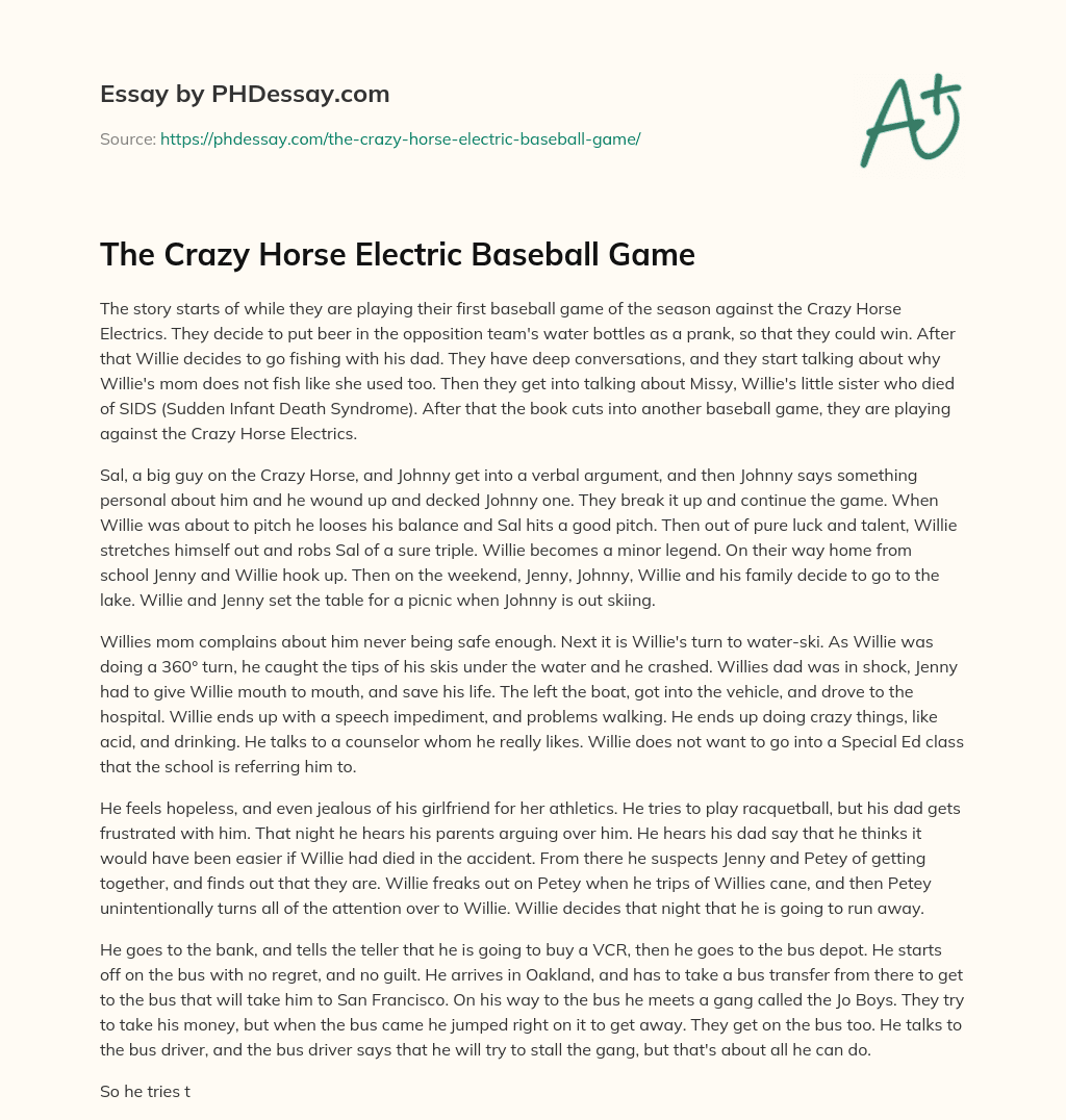 The Crazy Horse Electric Baseball Game - PHDessay.com
