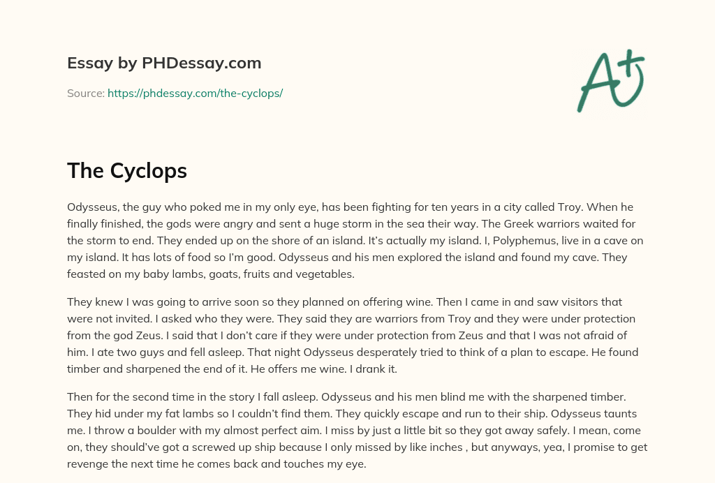 The Cyclops (300 Words) - PHDessay.com