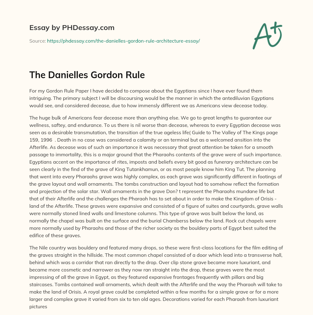 The Danielles Gordon Rule - PHDessay.com