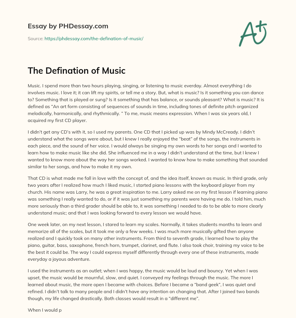 The Defination of Music - PHDessay.com