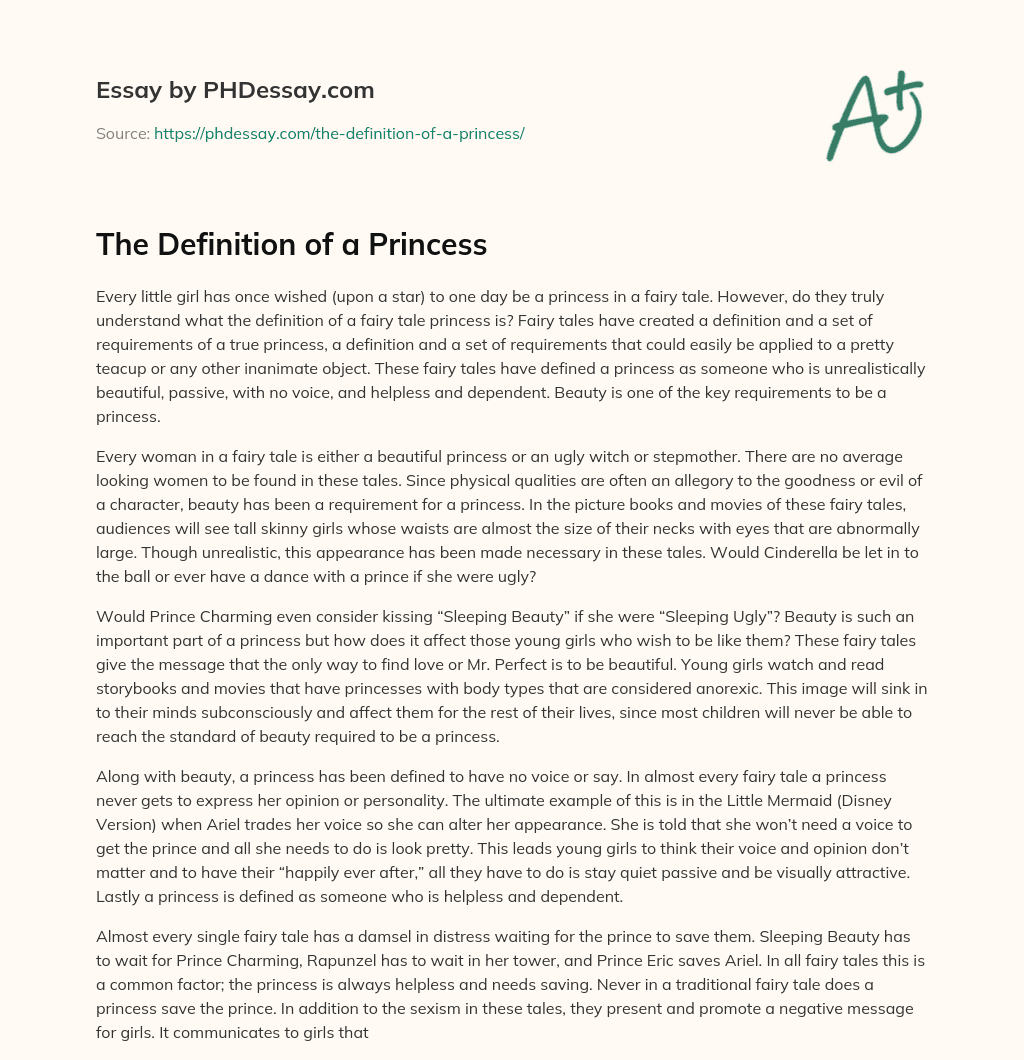 The Definition of a Princess - PHDessay.com