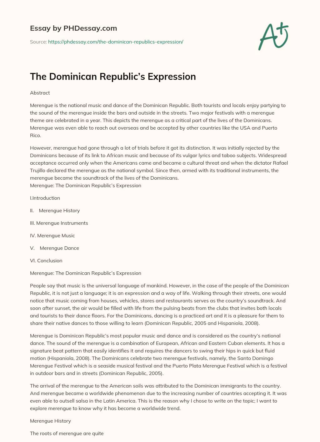The Dominican Republic’s Expression - PHDessay.com