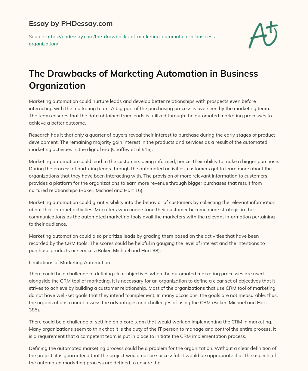 The Drawbacks of Marketing Automation in Business Organization (600 ...