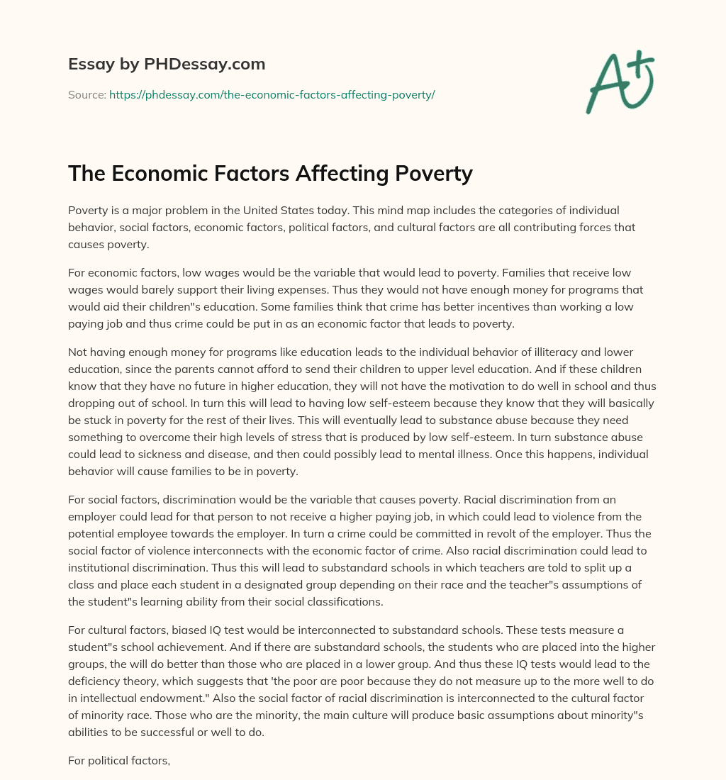 The Economic Factors Affecting Poverty (600 Words) - PHDessay.com