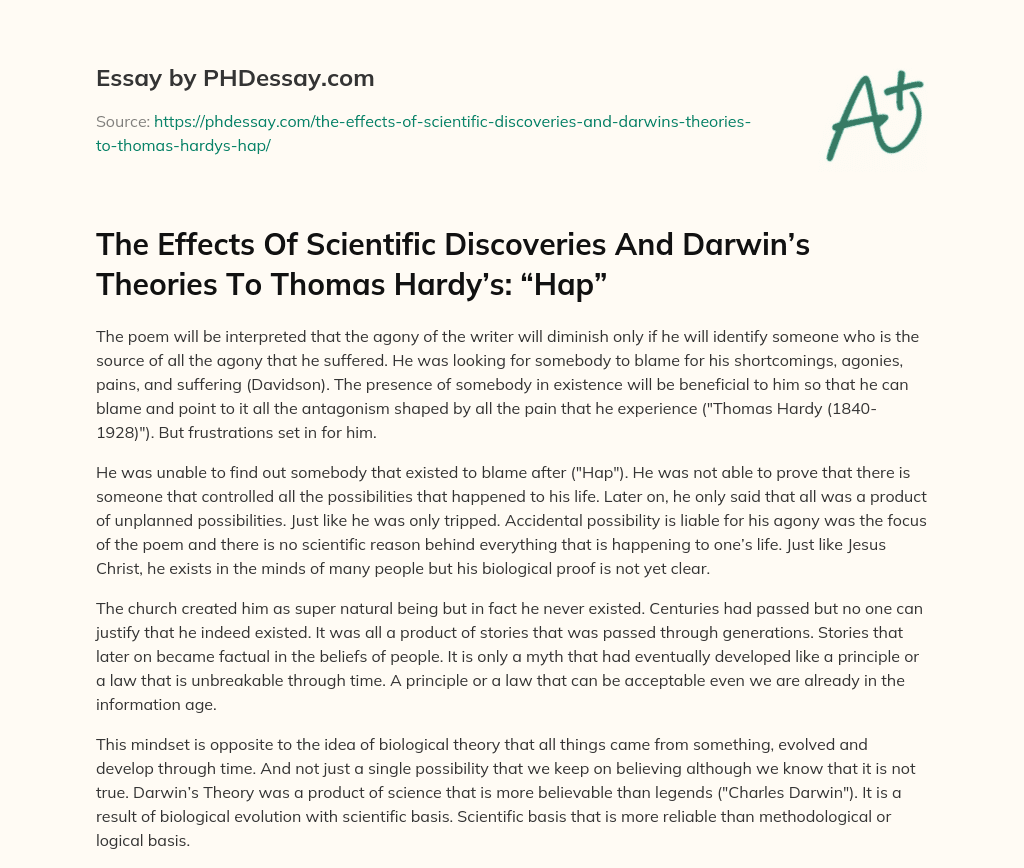 The Effects Of Scientific Discoveries And Darwin’s Theories To Thomas ...