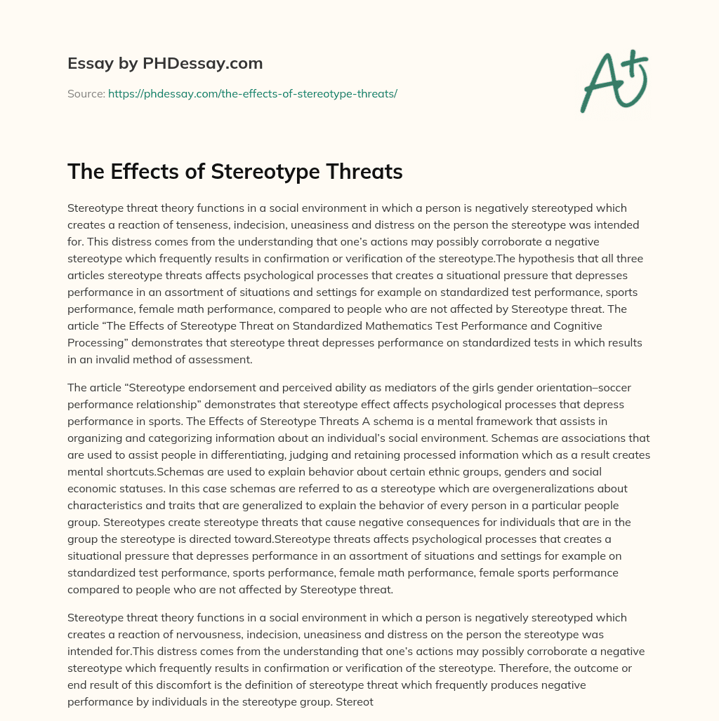 The Effects of Stereotype Threats - PHDessay.com