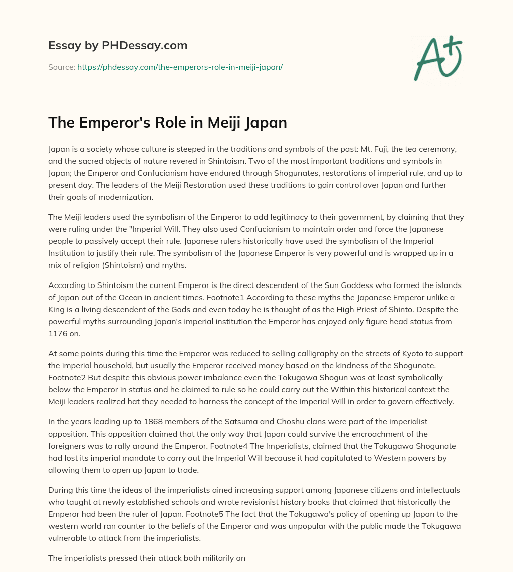 The Emperor's Role in Meiji Japan - PHDessay.com