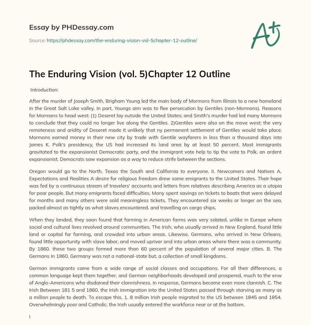 The Enduring Vision (vol. 5)Chapter 12 Outline - PHDessay.com