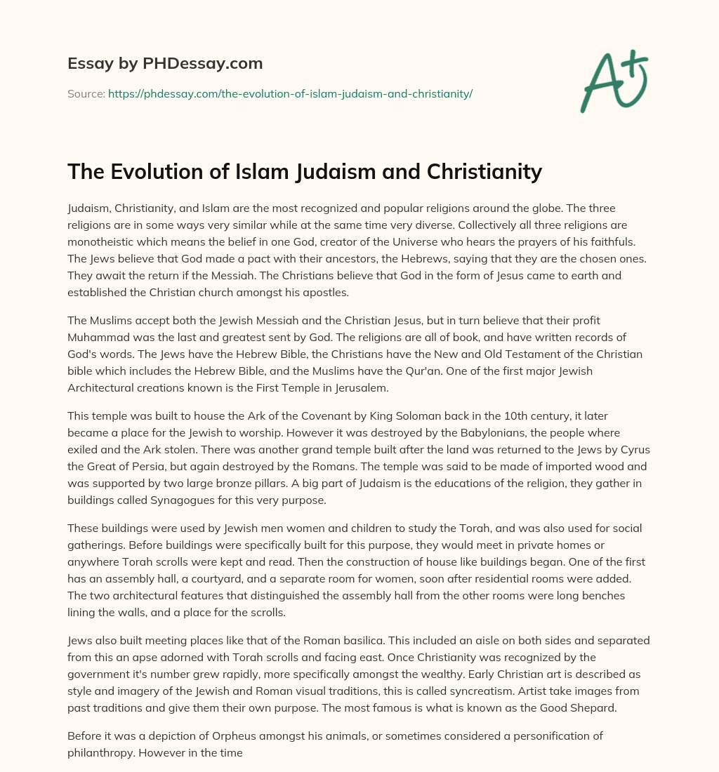 The Evolution of Islam Judaism and Christianity - PHDessay.com