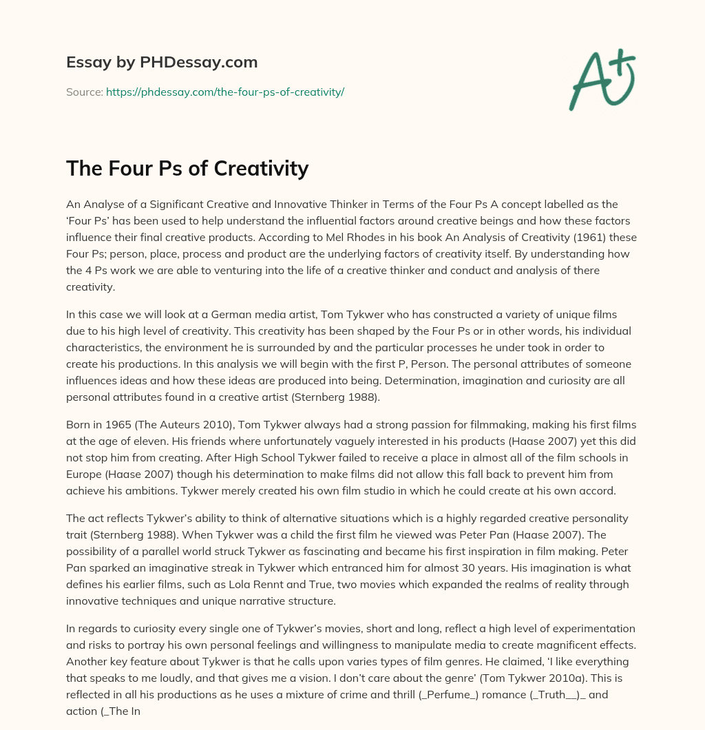 The Four Ps Of Creativity Example - PHDessay.com