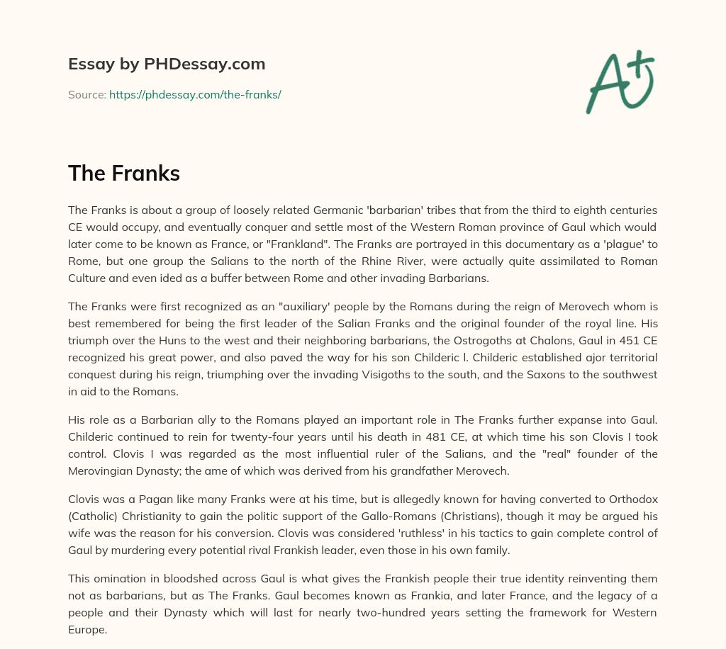 The Franks (400 Words) - PHDessay.com