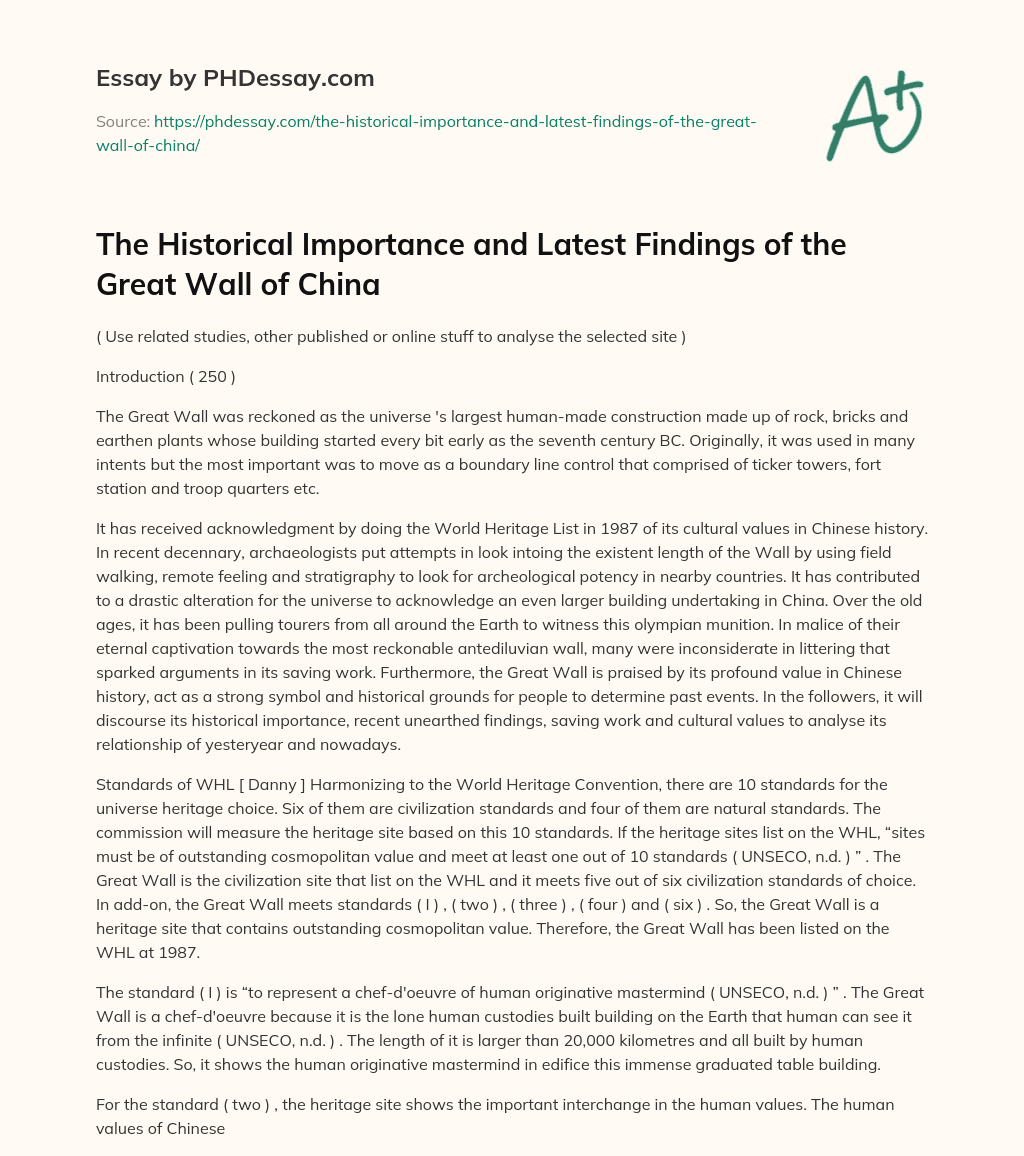 The Historical Importance and Latest Findings of the Great Wall of ...