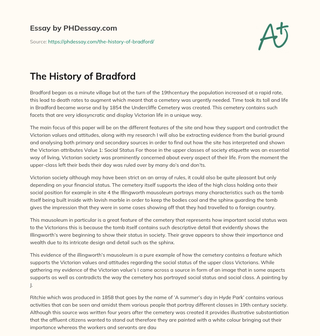 The History of Bradford - PHDessay.com
