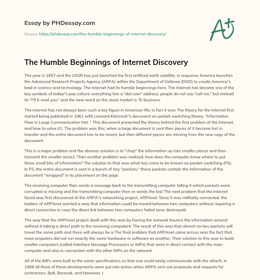 The Humble Beginnings of Internet Discovery - PHDessay.com