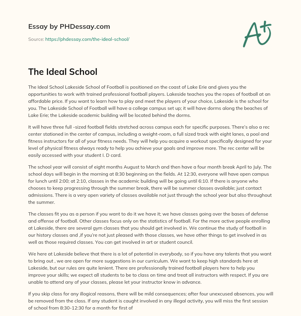 The Ideal School 600 Words PHDessay The Ideal School 600 Words PHDessay