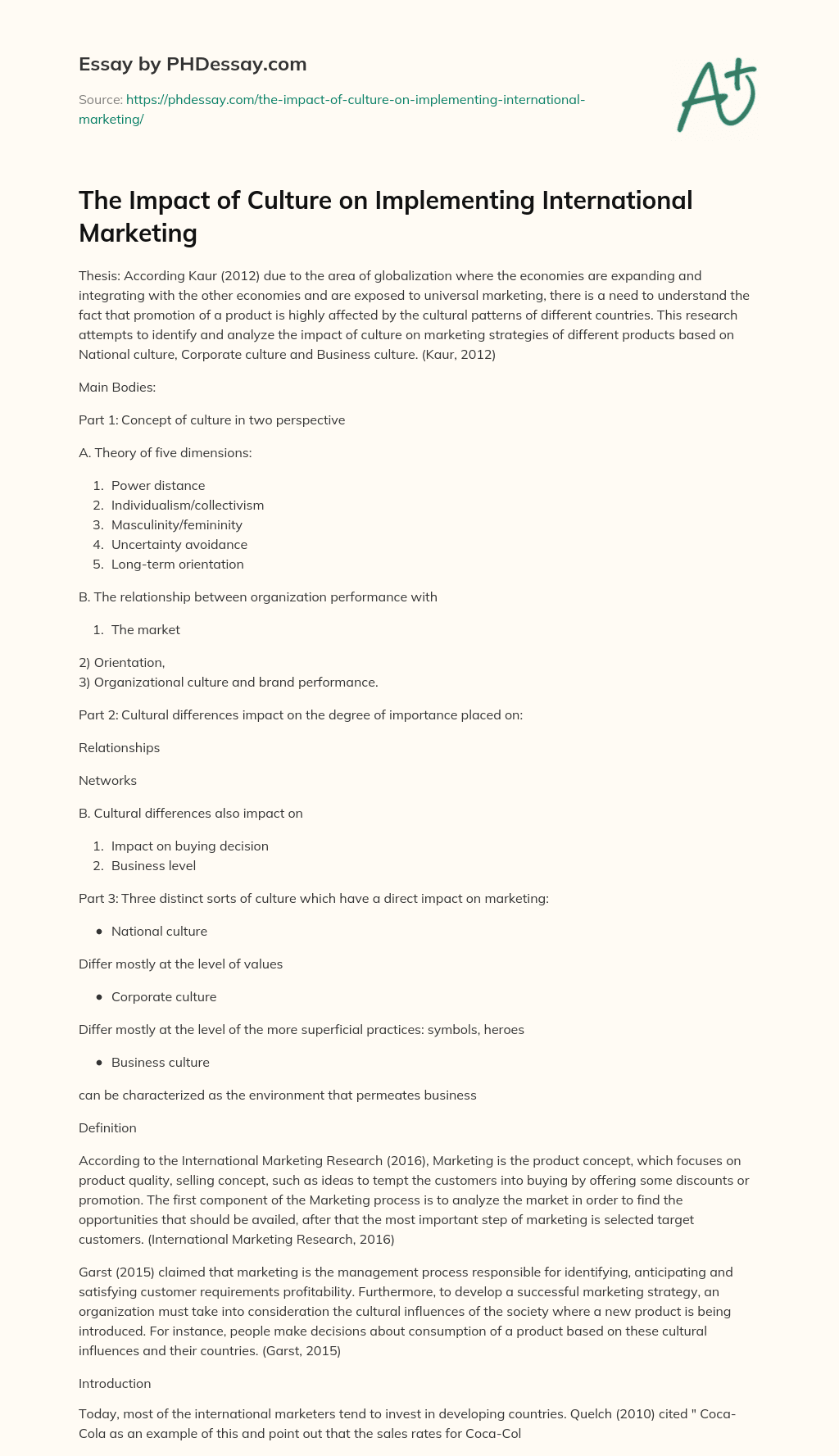 The Impact of Culture on Implementing International Marketing ...