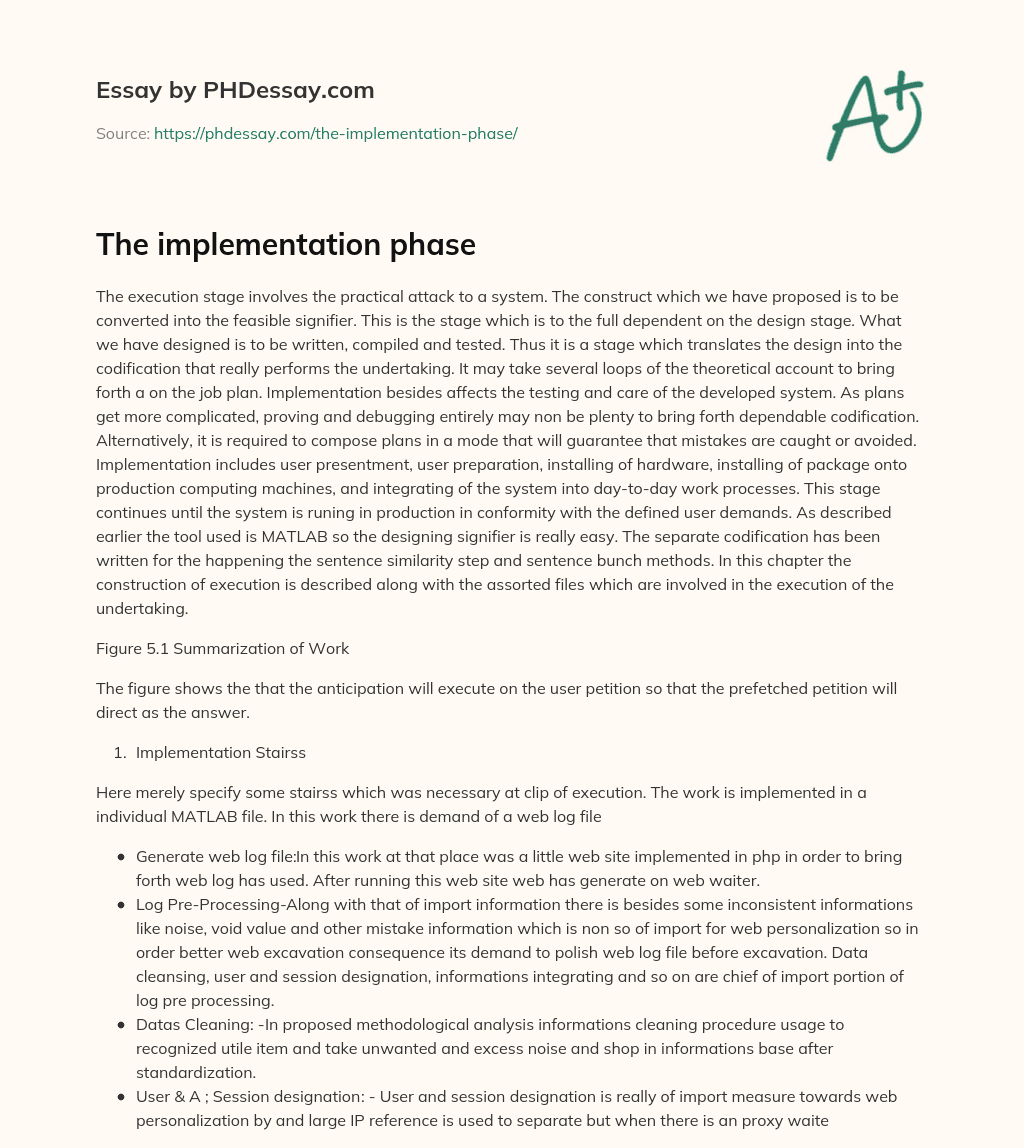 The implementation phase - PHDessay.com