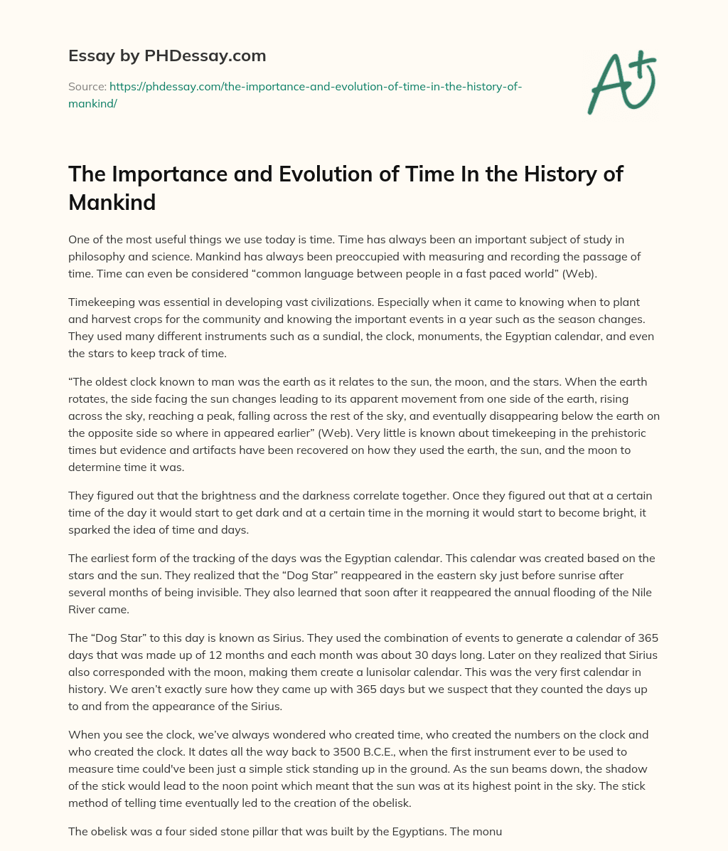 The Importance and Evolution of Time In the History of Mankind ...