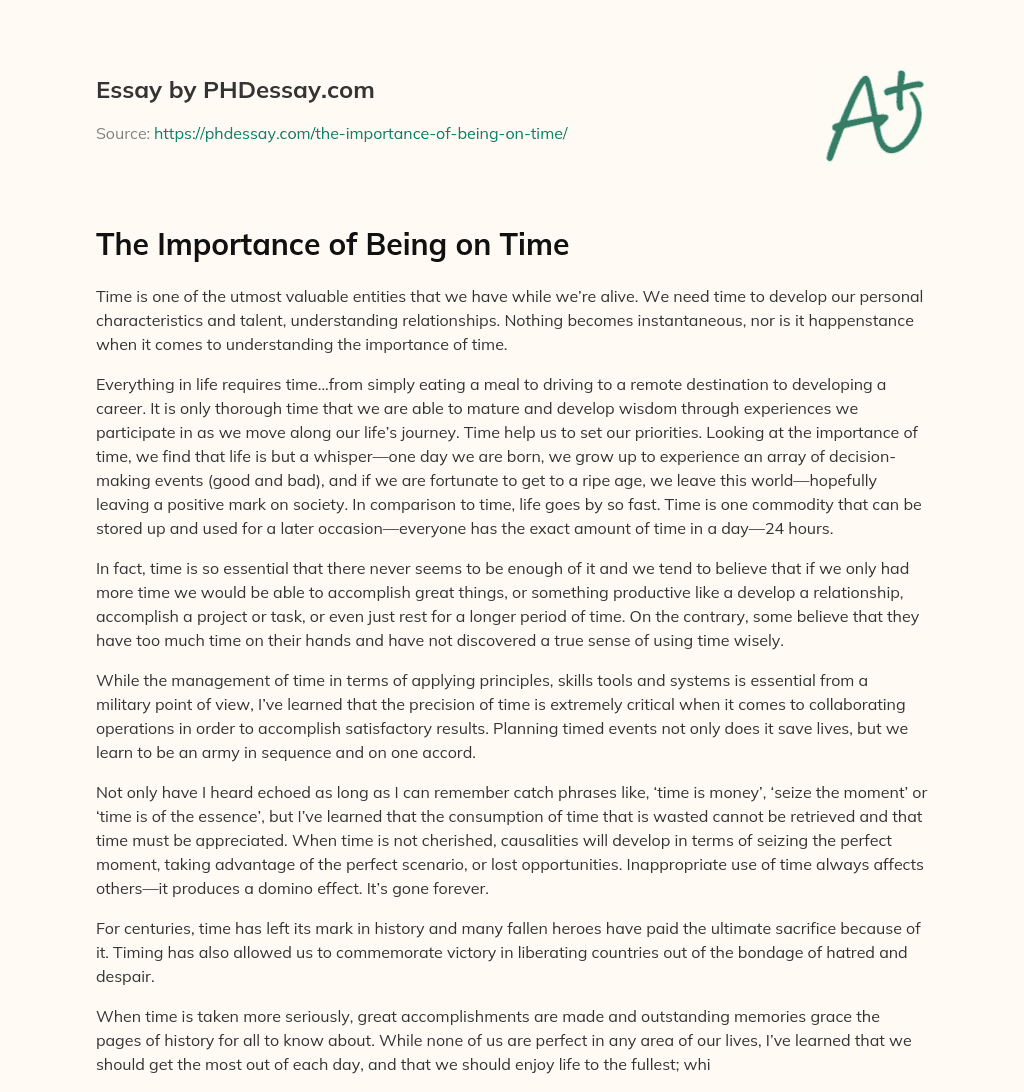 The Importance of Being on Time - PHDessay.com