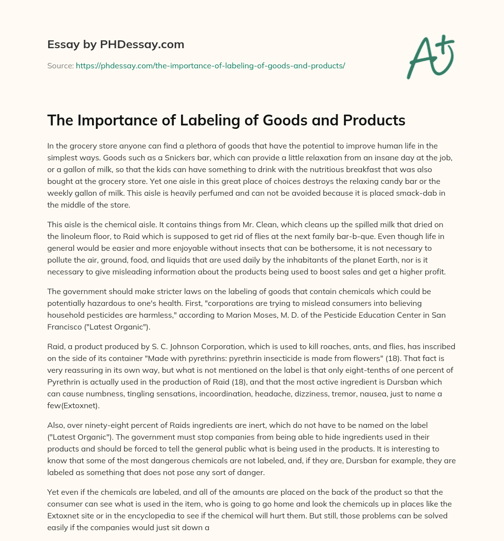 The Importance of Labeling of Goods and Products - PHDessay.com