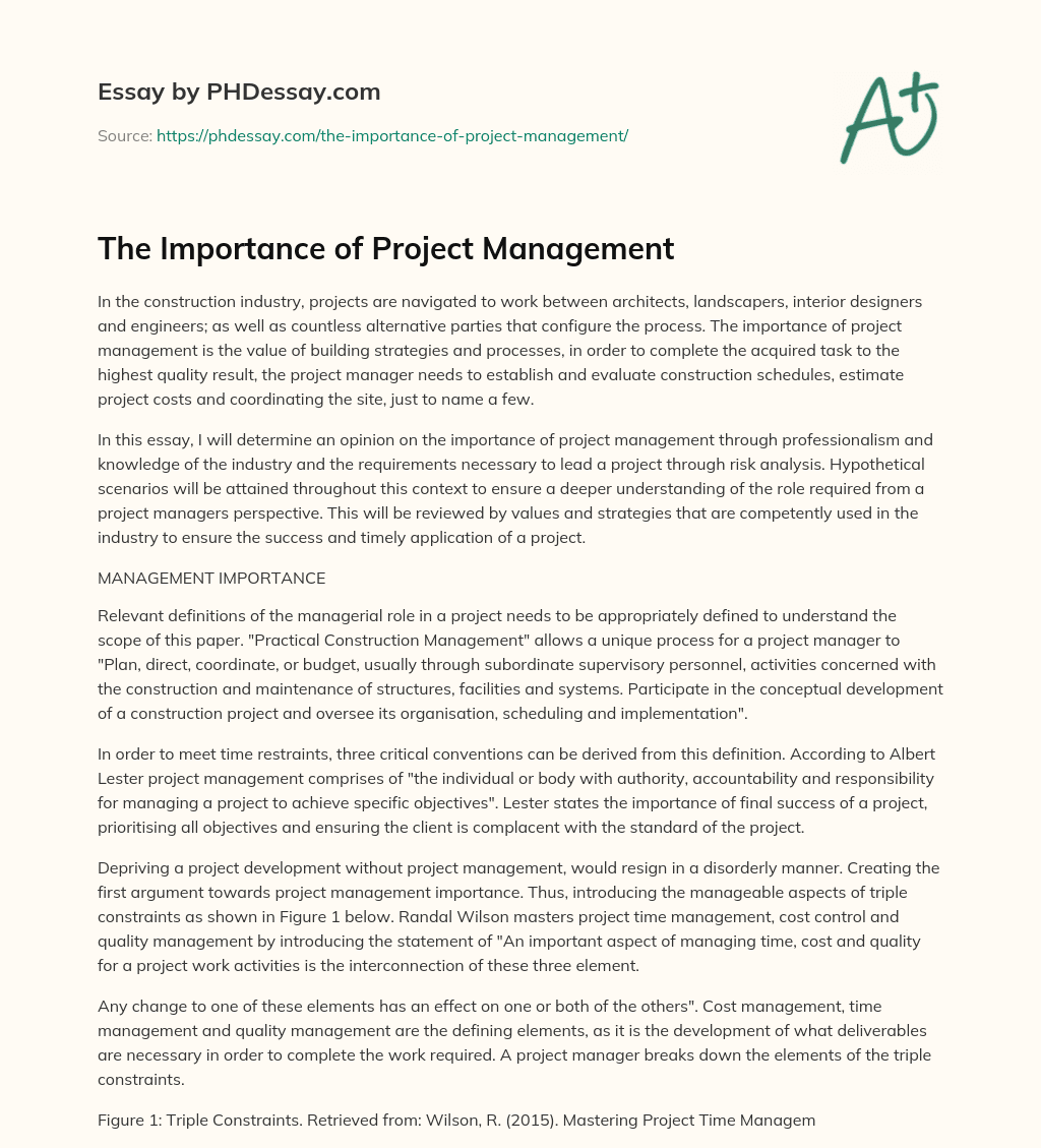 The Importance of Project Management - PHDessay.com
