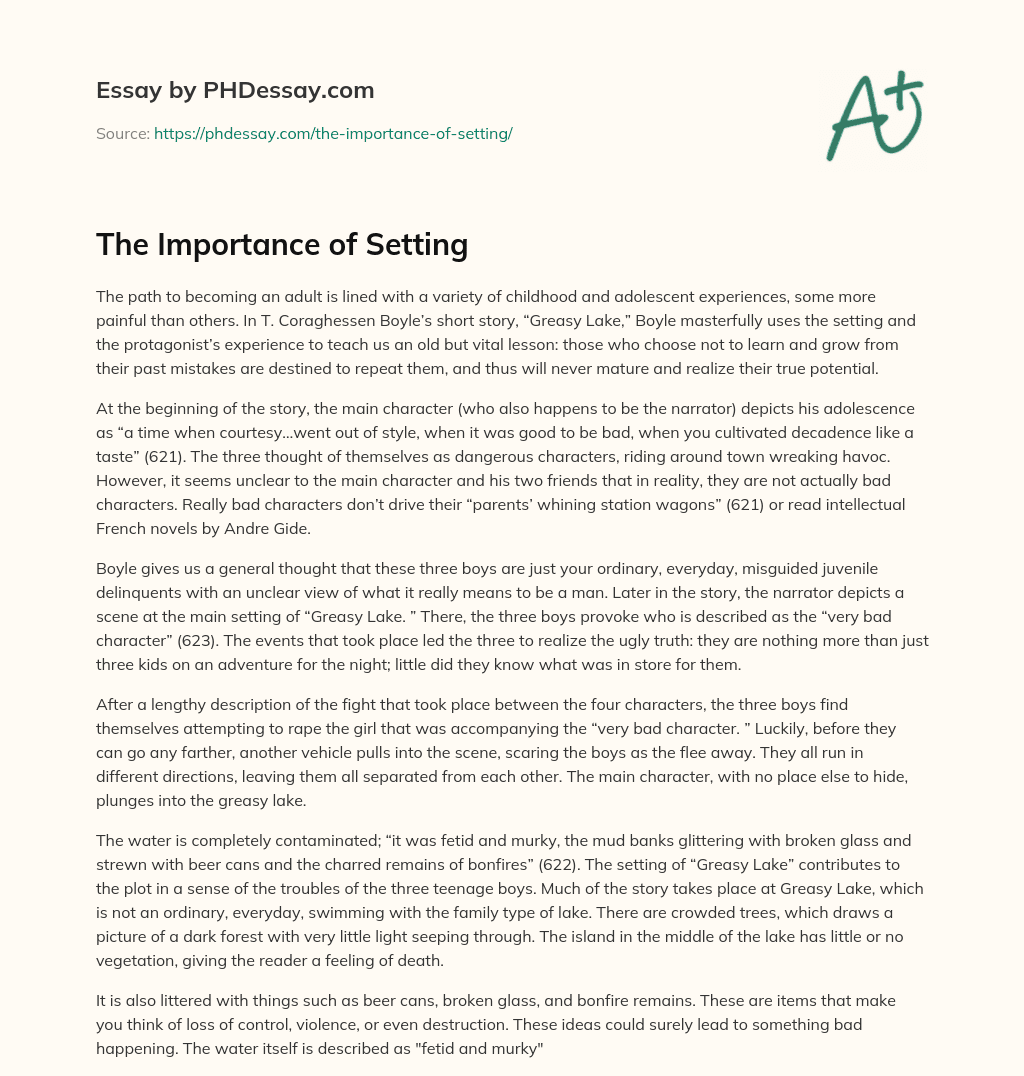 The Importance of Setting - PHDessay.com