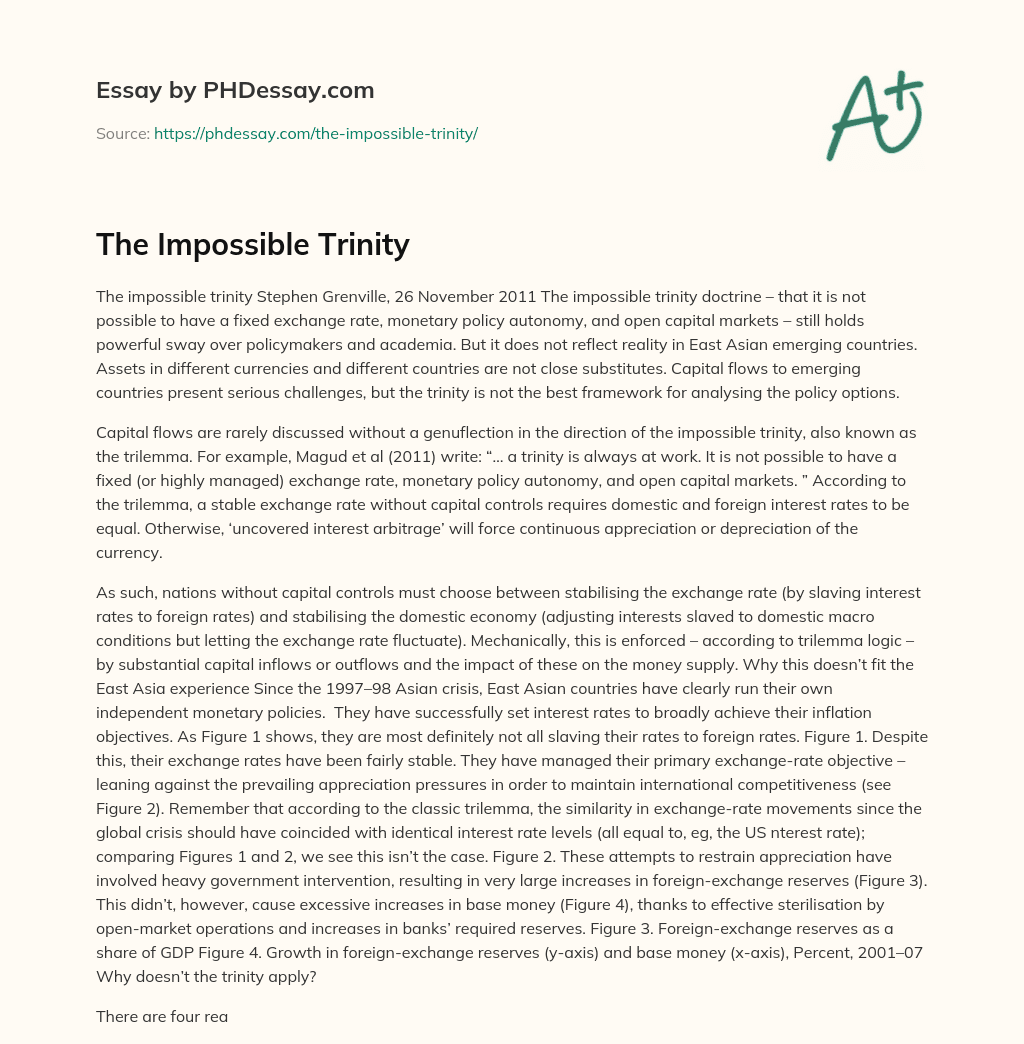 The Impossible Trinity - PHDessay.com