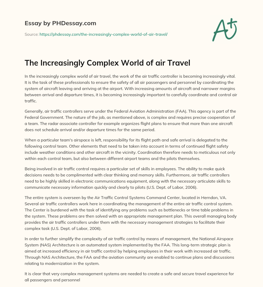 The Increasingly Complex World of air Travel - PHDessay.com