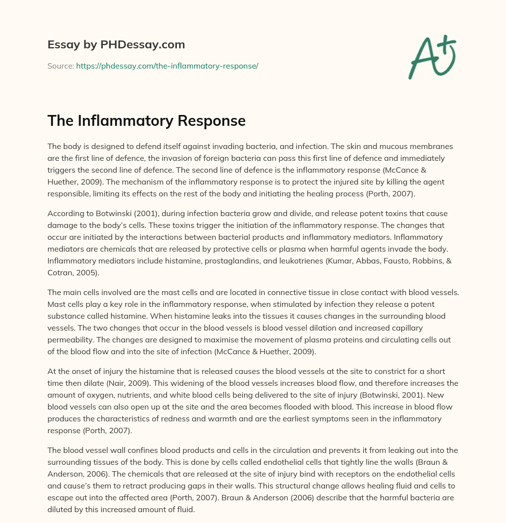 The Inflammatory Response - PHDessay.com