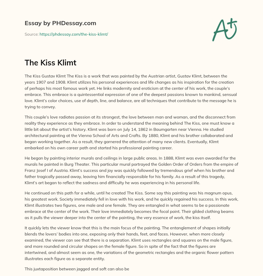 The Kiss Klimt Essay Example - PHDessay.com