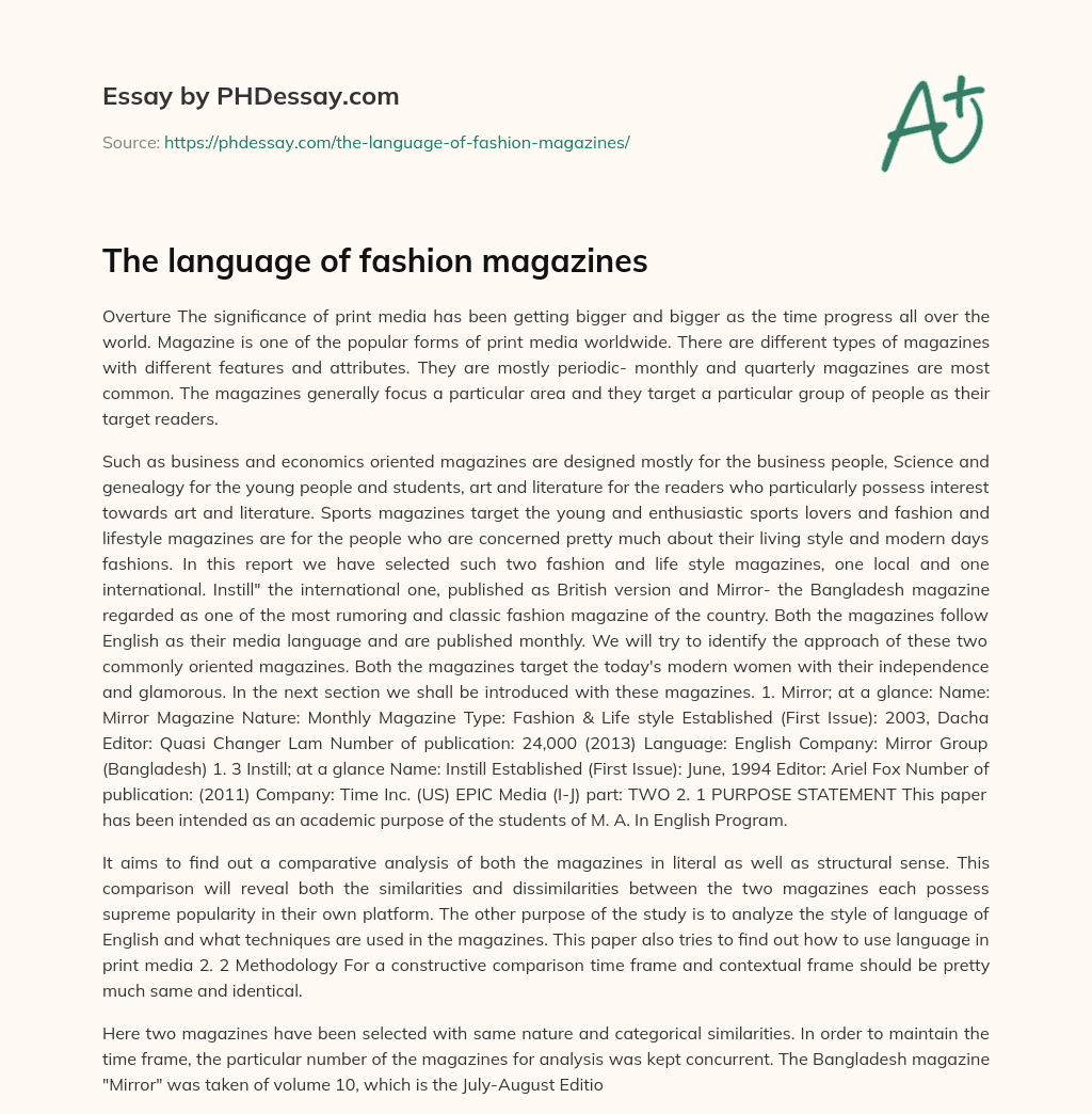 The language of fashion magazines - PHDessay.com