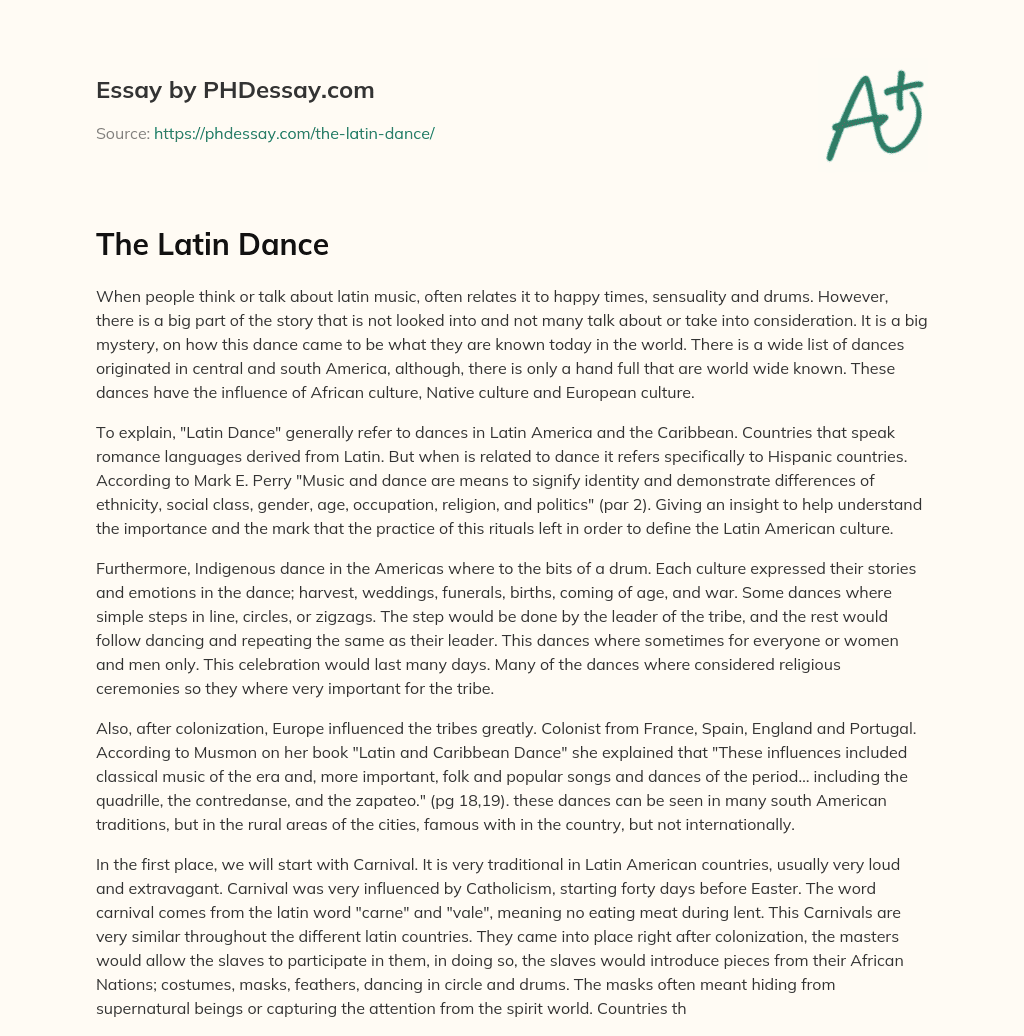 The Latin Dance Definition Essay Example - PHDessay.com