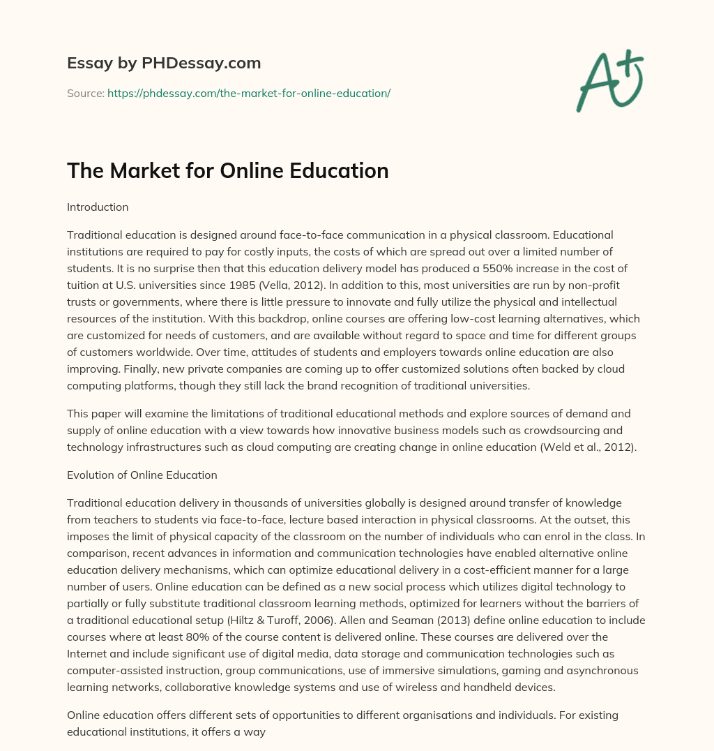 The Market for Online Education - PHDessay.com